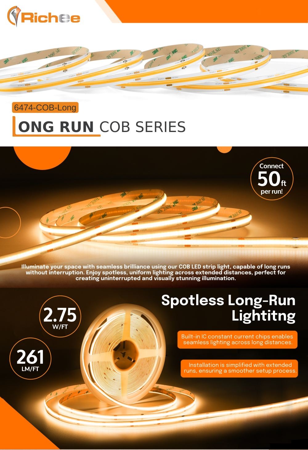 Long Run COB Light 2.9W, 261LM/FT – Eagle Rock LED
