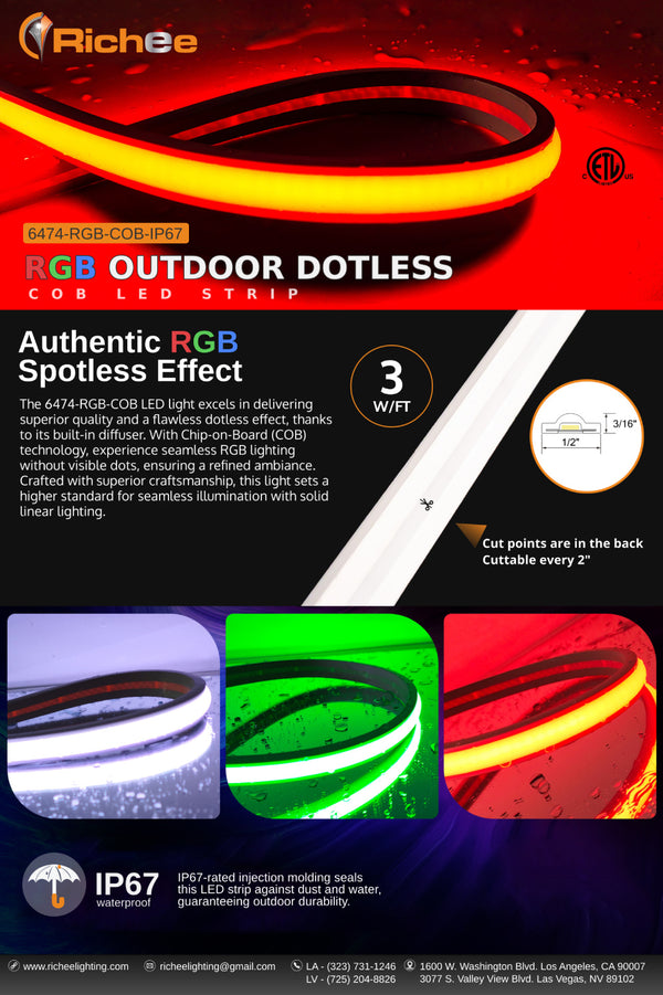 Outdoor Dotless COB 3W/FT Color Changing RGB 24V DC – Eagle Rock LED