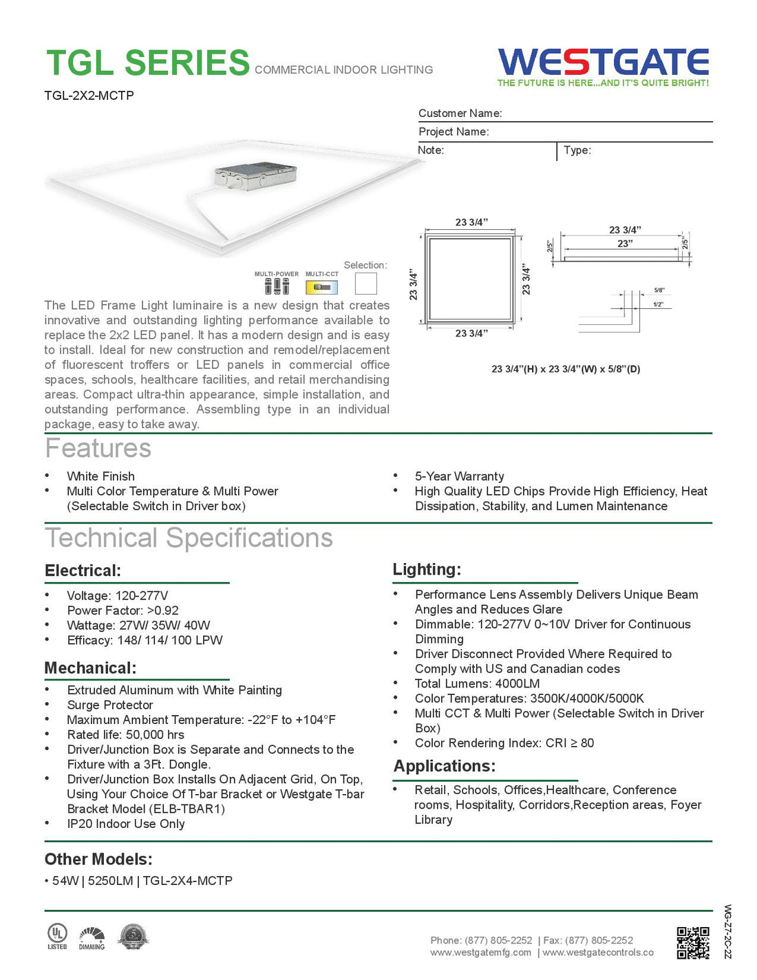 LED T-Bar Grid Panel Lights WESTGATE – Eagle Rock LED