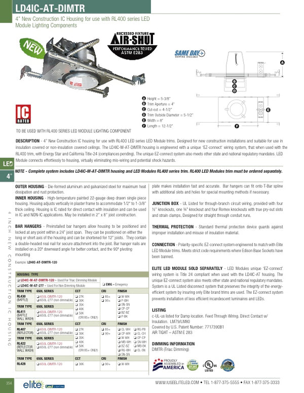 4 Inch Elite LED Recessed Housing – Eagle Rock LED